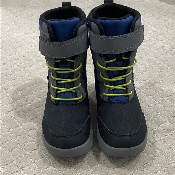 Merrell | Shoes | Merrell Kids Black And Gray Boots With Yellow Laces ...